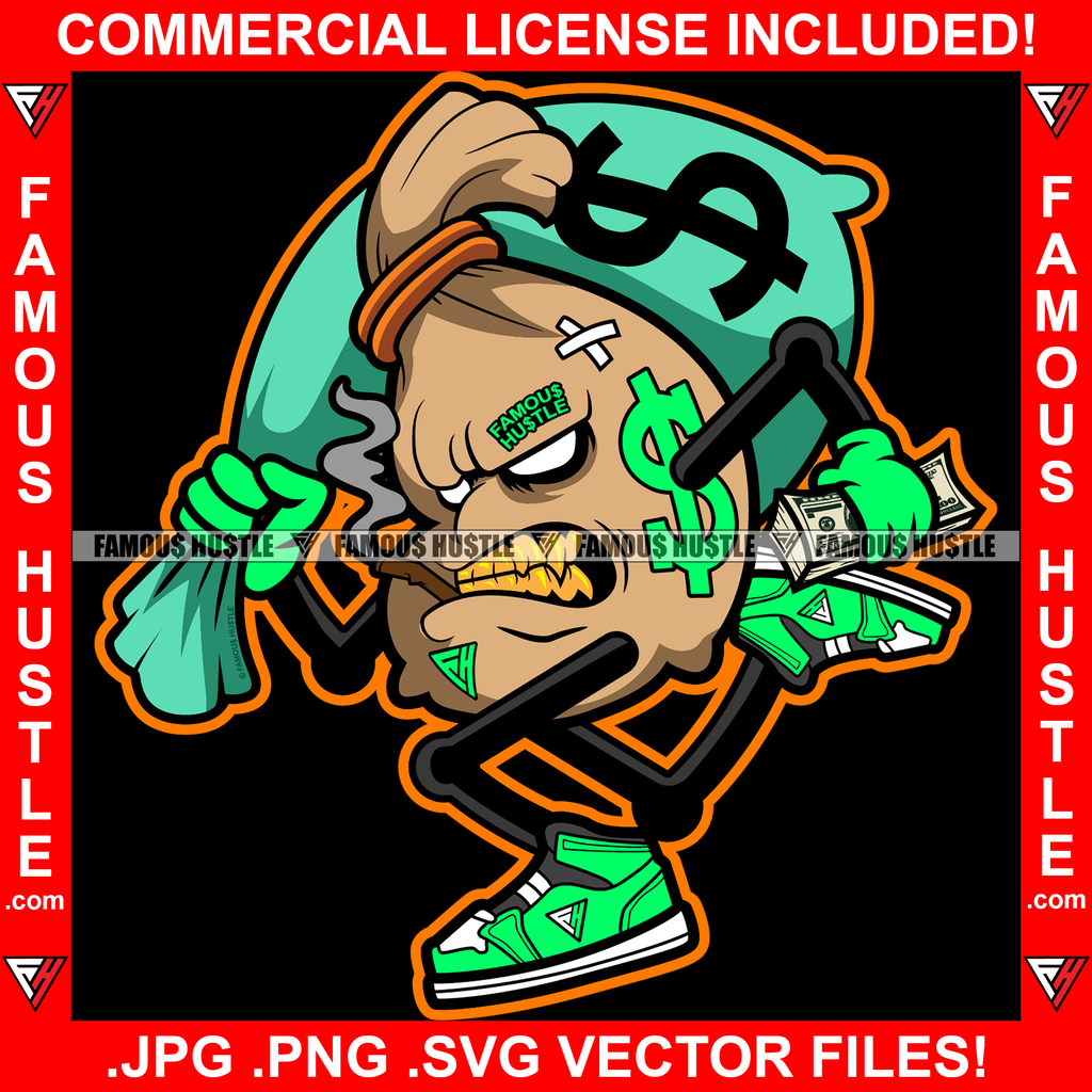 Get Every Dollar Cash Money Bag Dollar Sign Cigarette Gold Teeth White ...