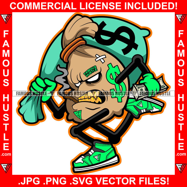 Get Every Dollar Cash Money Bag Dollar Sign Cigarette Gold Teeth White ...