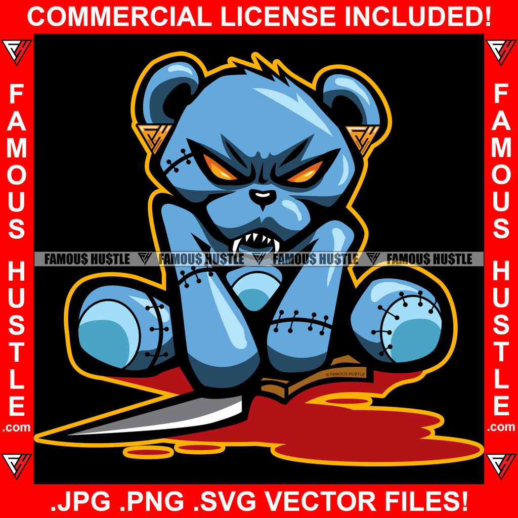 Hustler Horror Gangster Teddy Bear Ripped Stitches Blood Bloody Knife ...