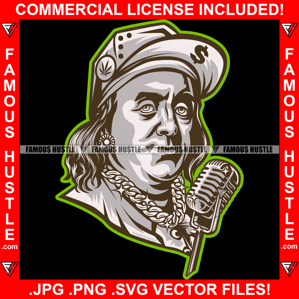 Famous Hustle Gangster President Ben Franklin Singer Cap Mic Jewelry V ...