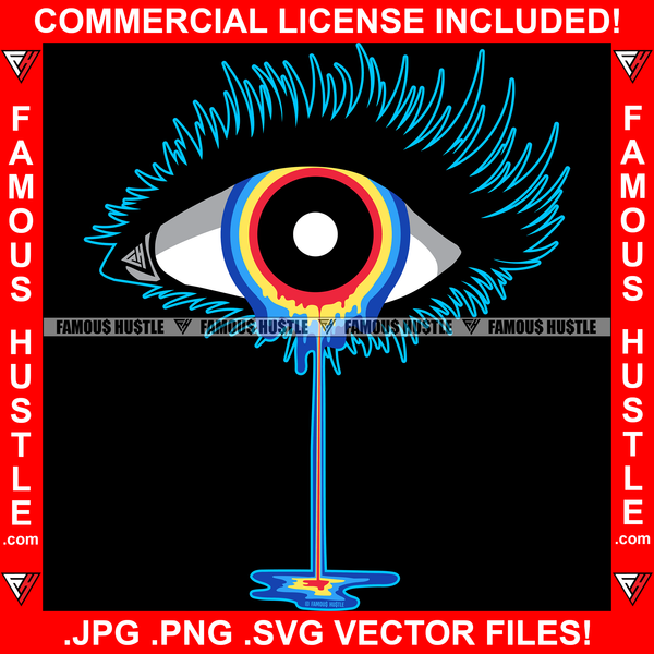 Famous Hustle Sexy Lady Eye Rainbow Dripping Drip Hip Hop Rap Plug Tra ...