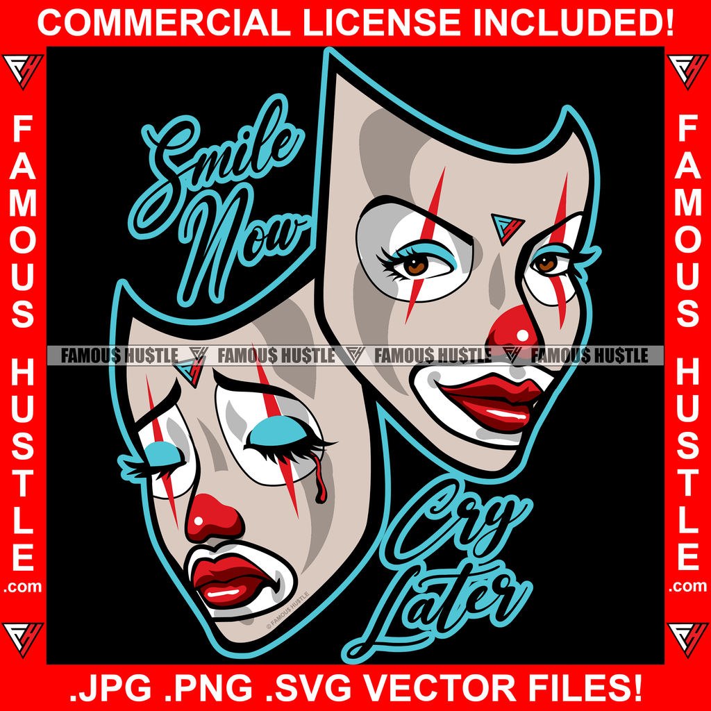 Smile Now Cry Later Sexy Female Joker Face Smilling Crying Red Hip Hop ...