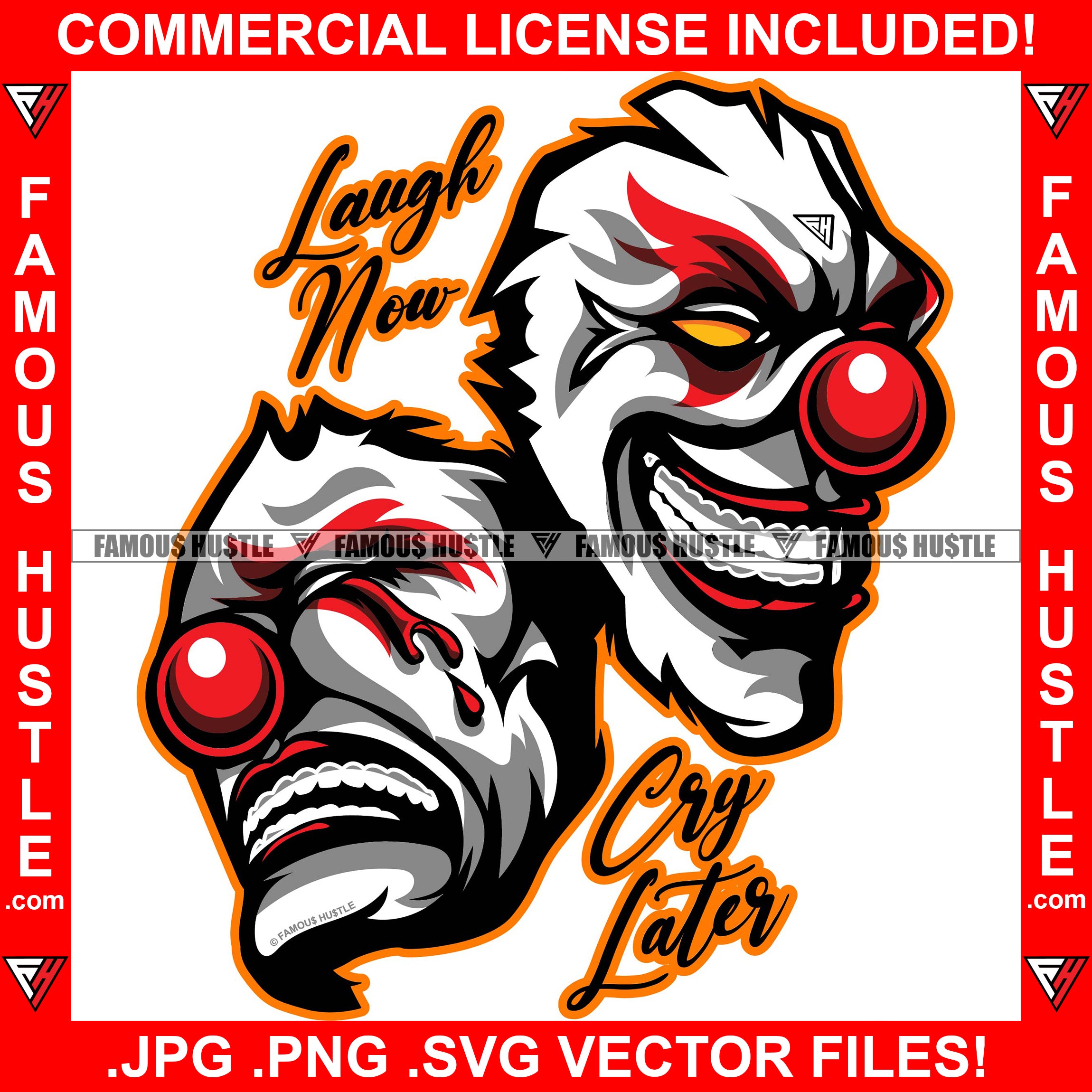 Laugh Now Cry Later Joker Face Smilling Crying Red Tears Hip Hop Rap R ...
