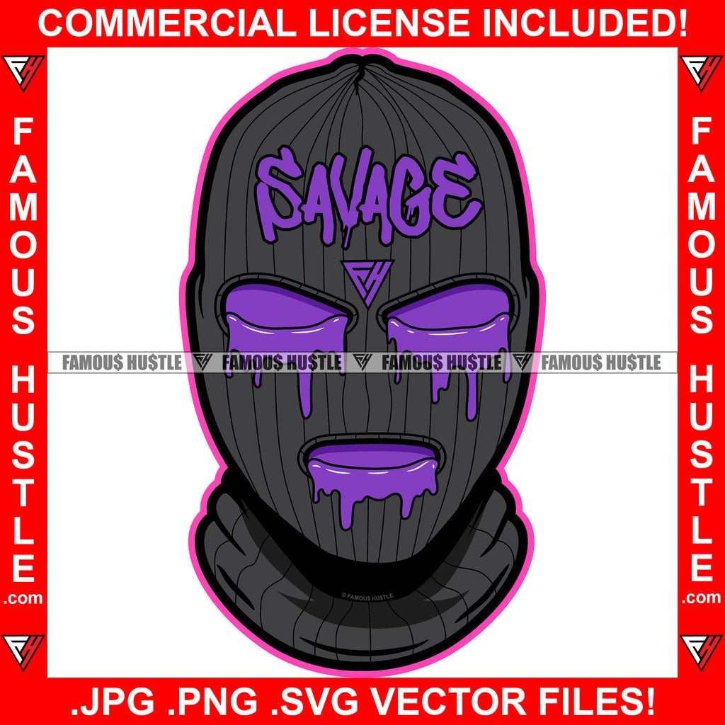 Savage Gangster Black Ski Mask Purple Drip Dripping Hip Hop Rap Rapper ...