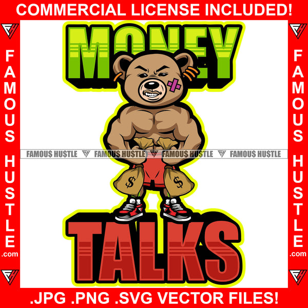 Money Talks Teddy Bear Money Boxing Champion Box Boxer Cash Money Bags ...