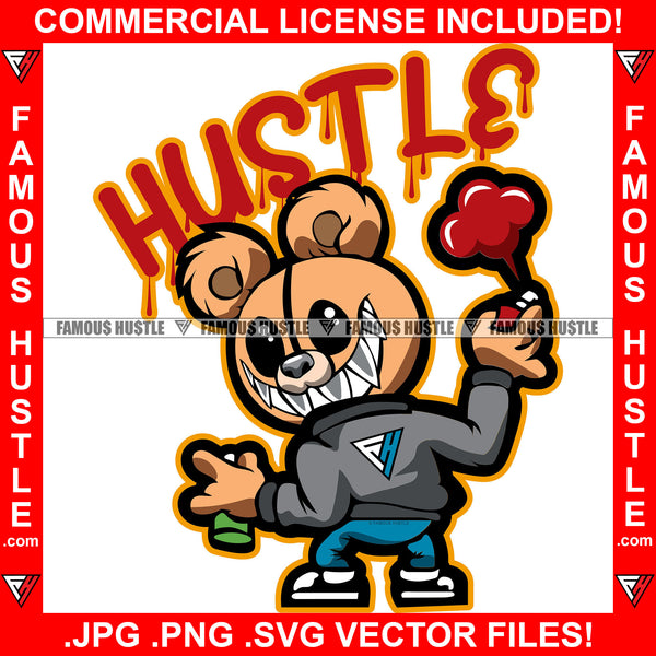 Gangster Teddy Bear Spray Painting Hustle Graffiti Art Tag On Wall Hip ...