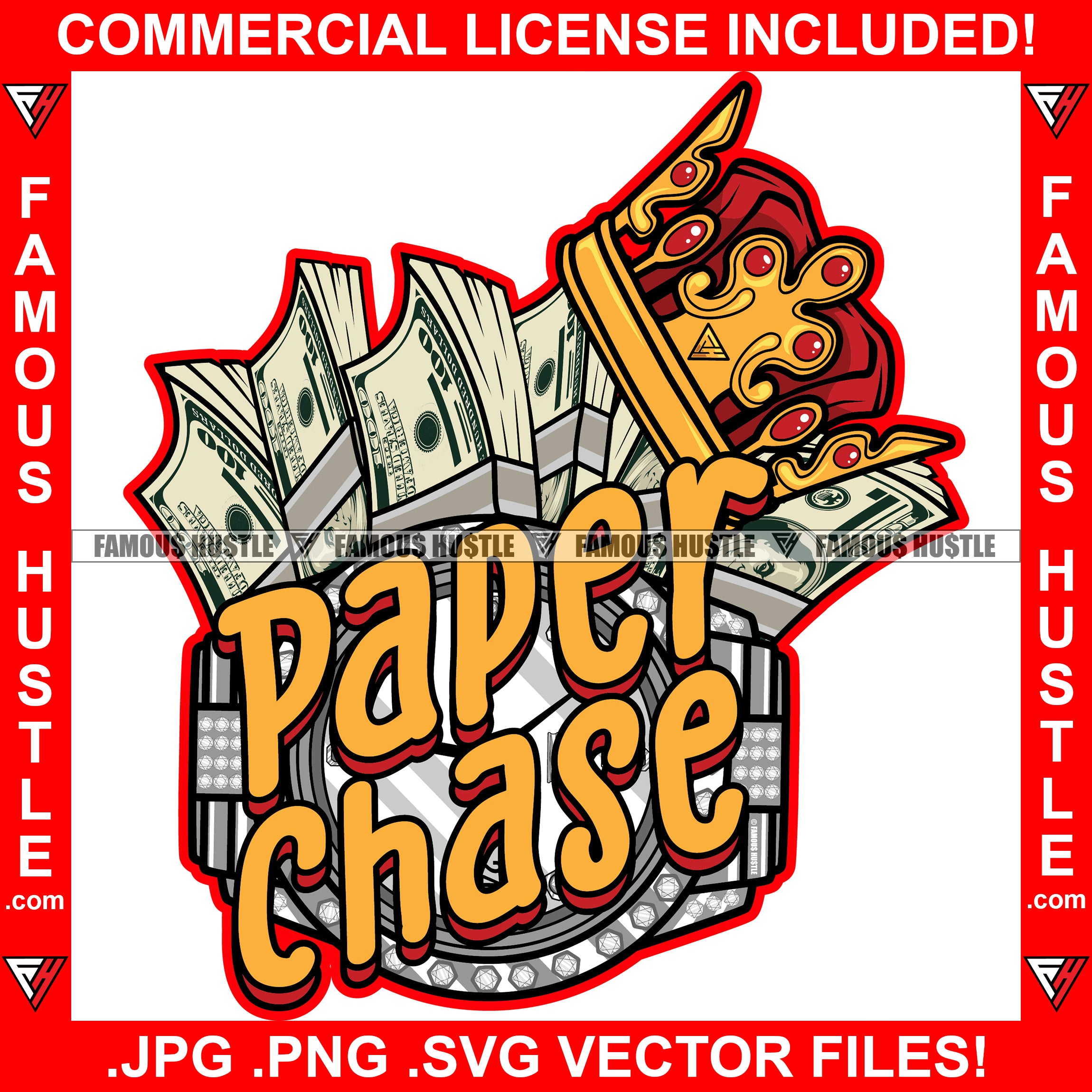 Paper Chase Cash Money Bundles Diamond Watch Gold Crown Hip Hop Rap Ra ...