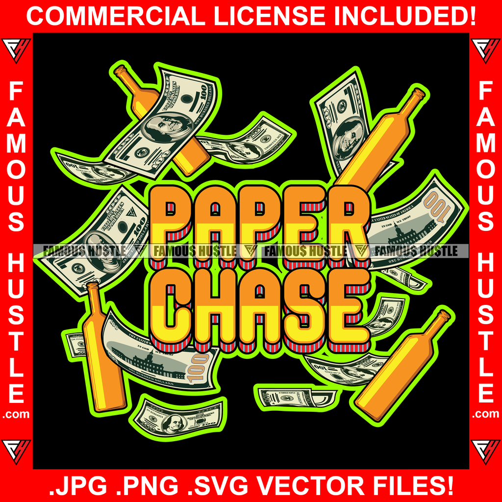 Paper Chase $100 Cash Money Falling Gold Bottles Hip Hop Rap Rapper Pl ...