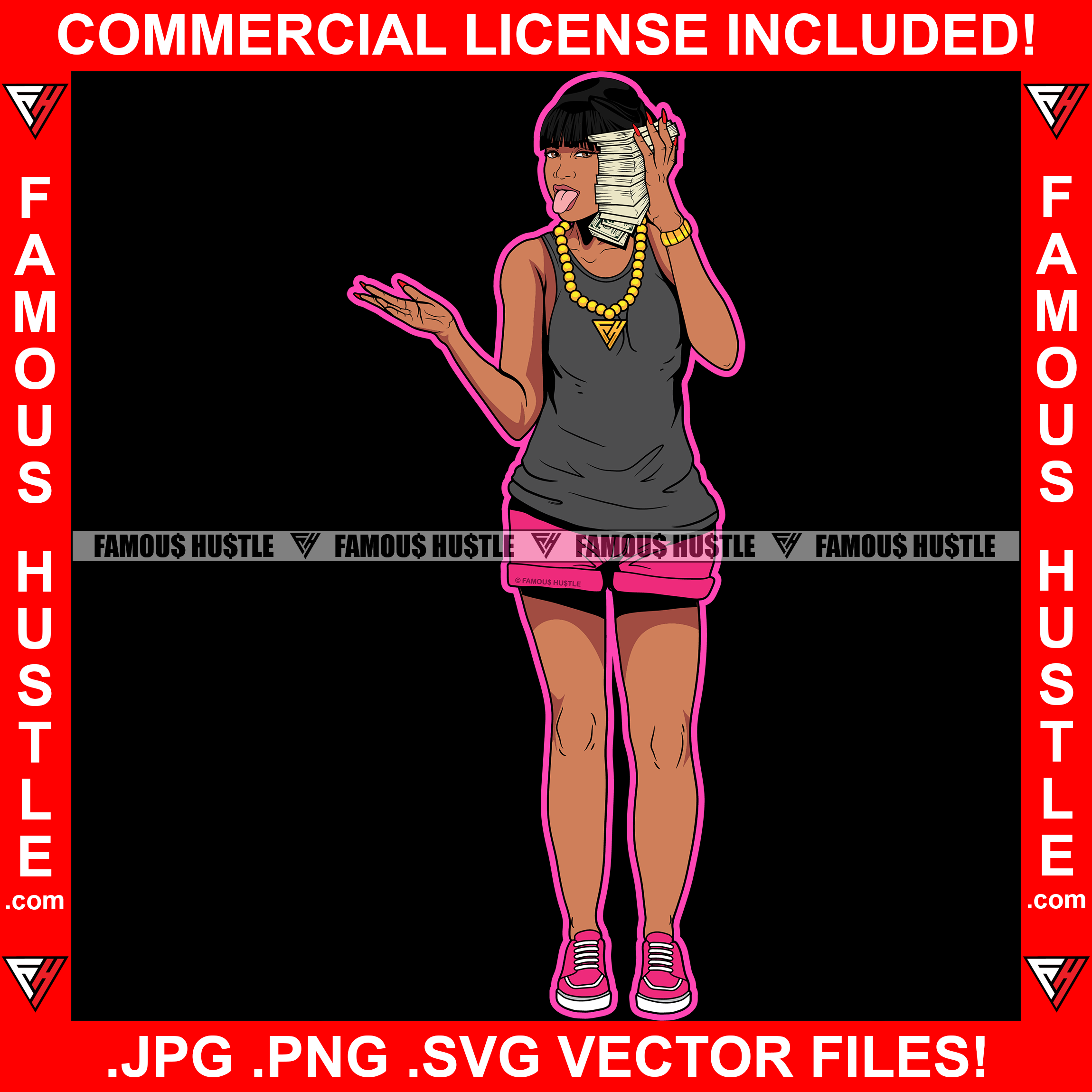 This Lady Likes To Hustle Sexy Gangster Lady Female Cash Money Bundle ...