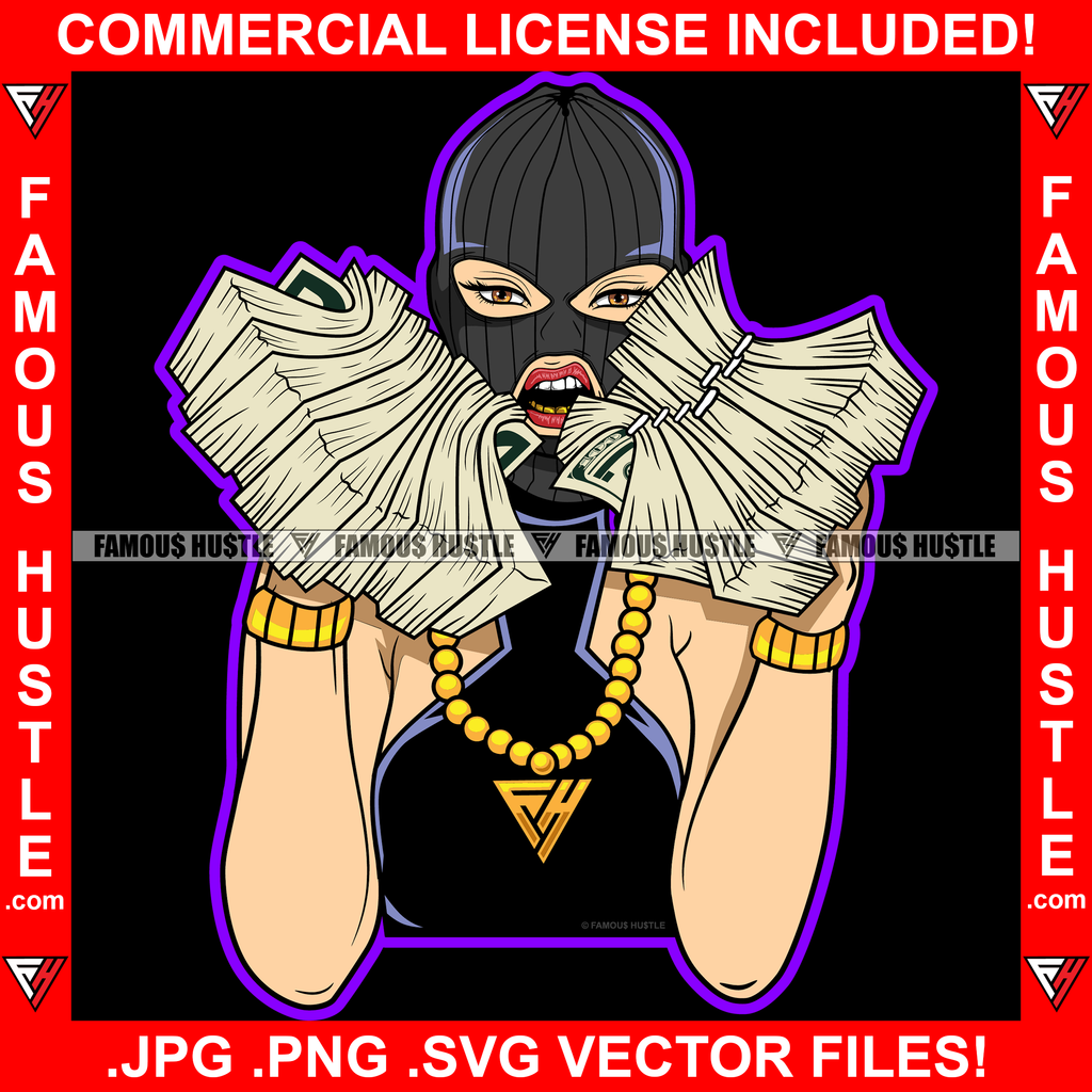 Another Pay Day Sexy Female Gangster Ski Mask Two Cash Money Stacks Go ...