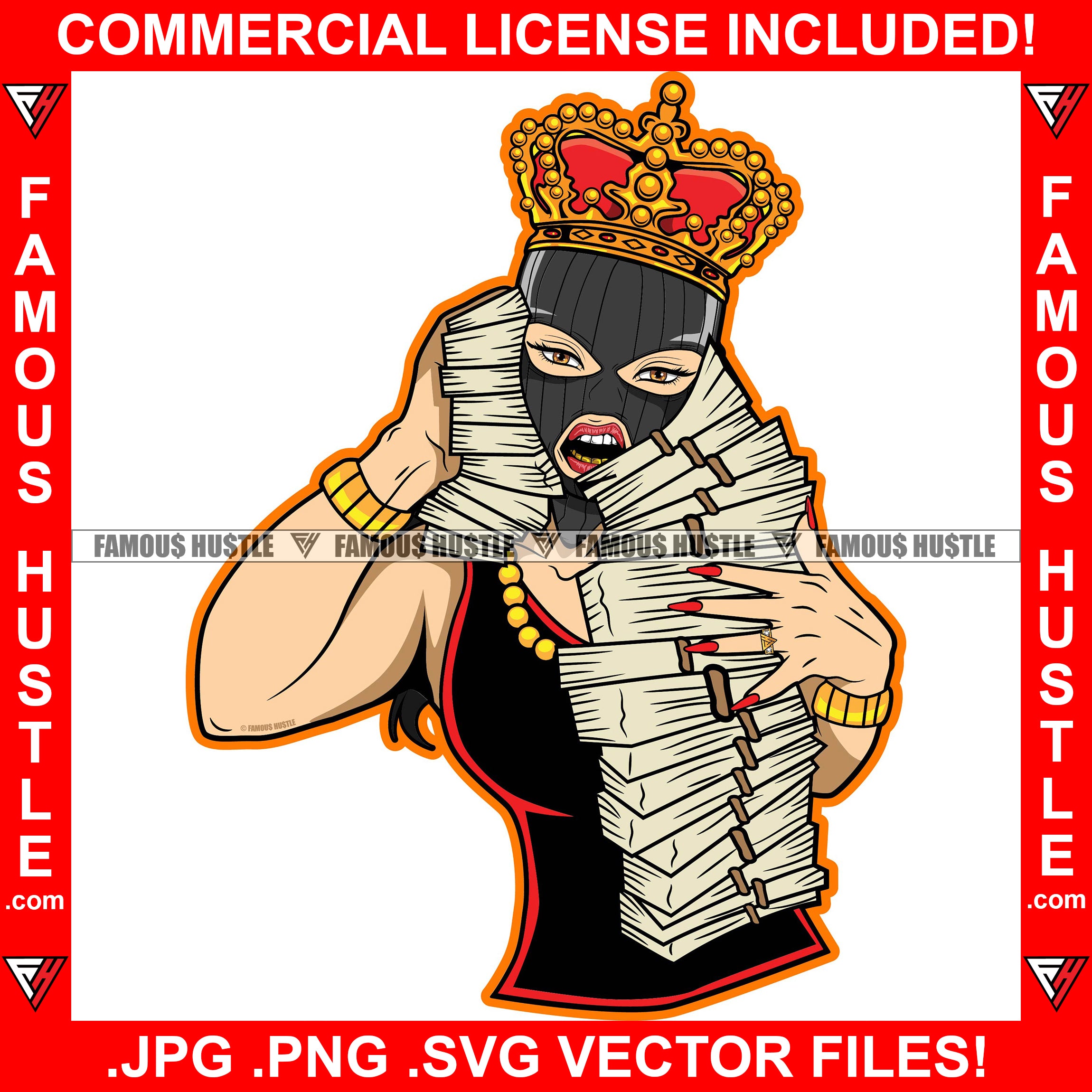 Queen Sexy Gangster White Lady Female Crown Ski Mask Cap Cash Money St ...