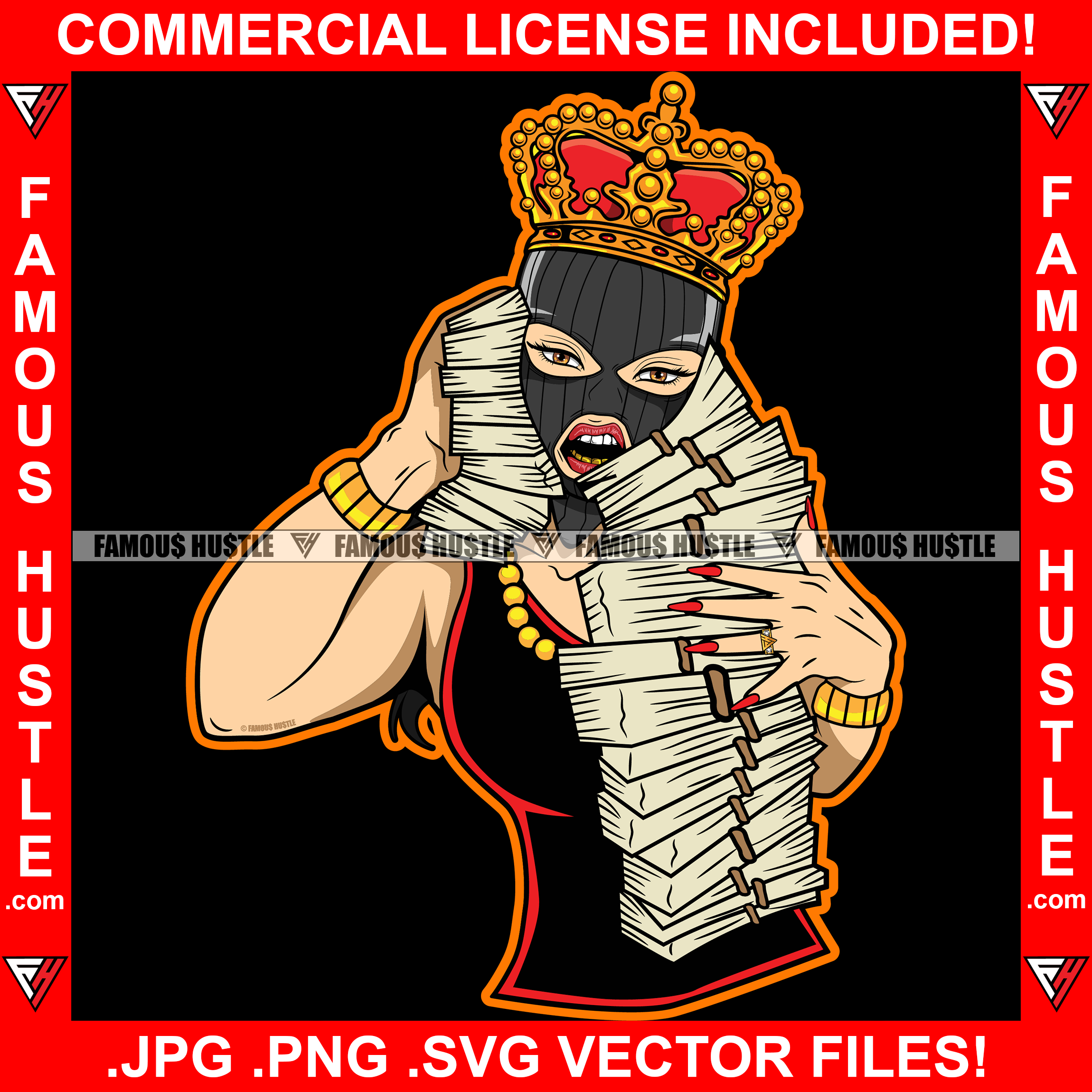 Queen Sexy Gangster White Lady Female Crown Ski Mask Cap Cash Money St ...