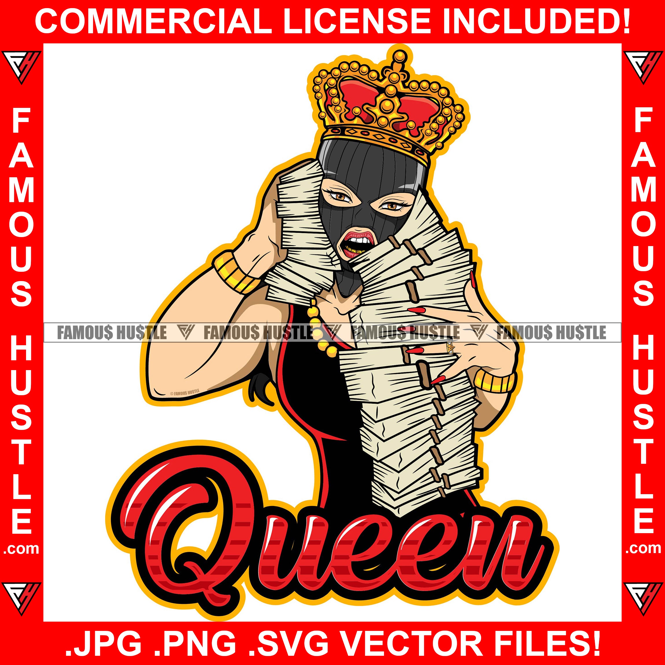 Queen Sexy Gangster White Lady Female Crown Ski Mask Cap Cash Money St ...