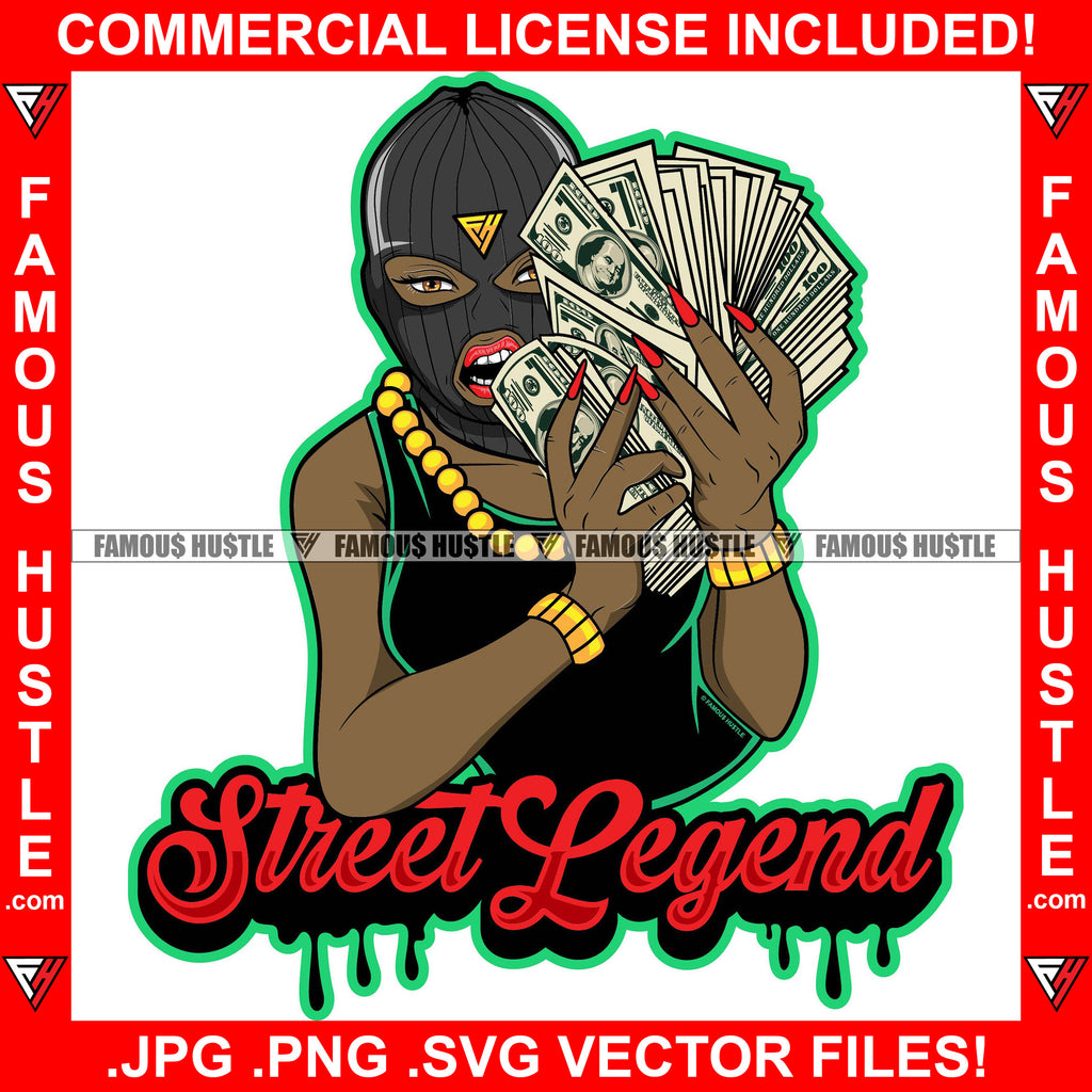 Street Legend Dripping Sexy Black Female Gangster Ski Mask Cash Money ...
