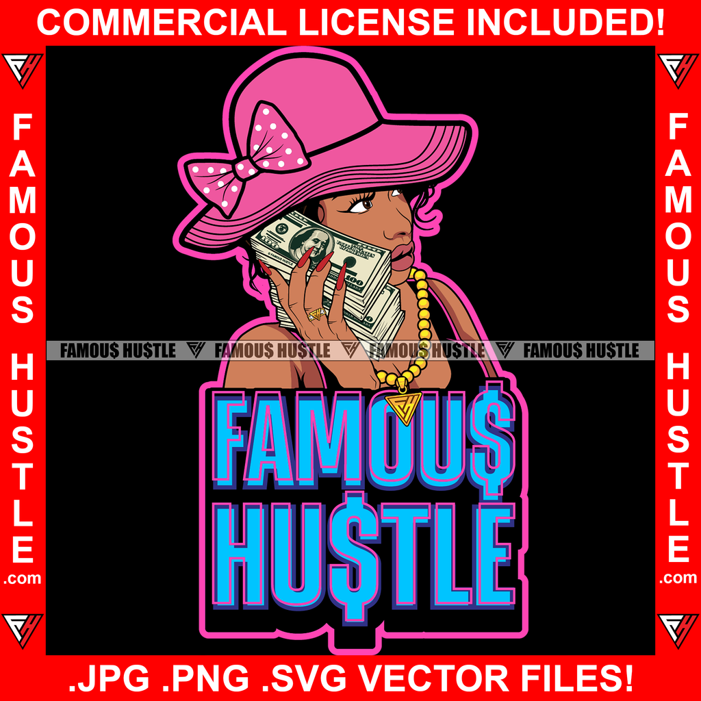 Famous Hustle Sexy Female Lady Pink Cap Nails Holding Cell Phone Money ...