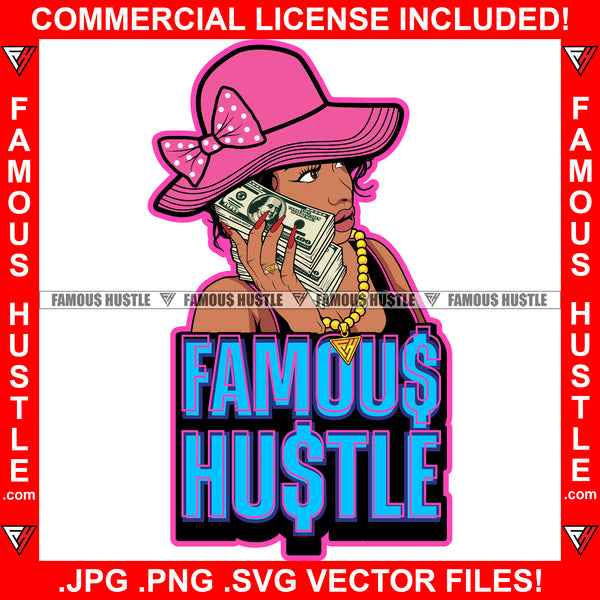 Famous Hustle Sexy Female Lady Pink Cap Nails Holding Cell Phone Money ...
