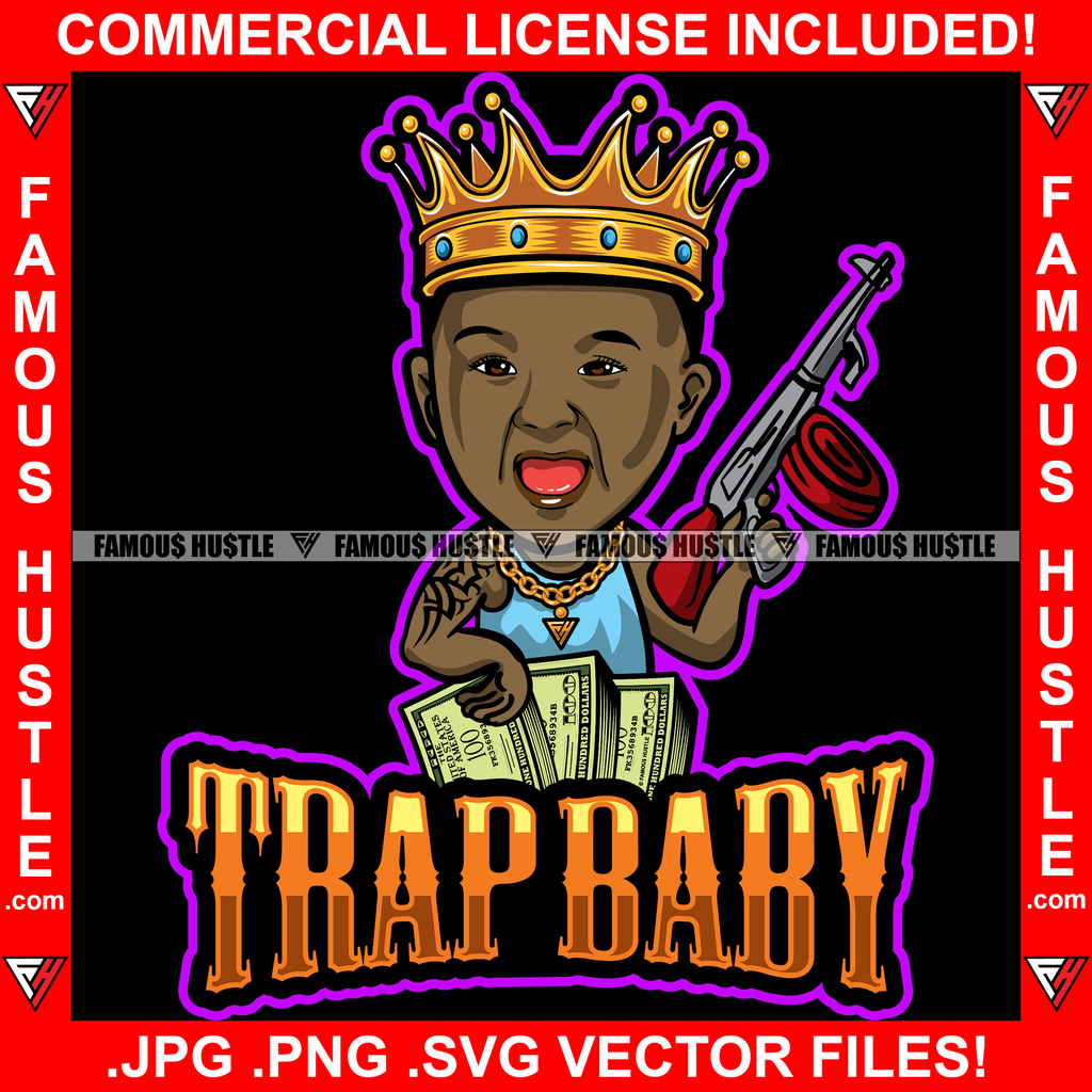 Trap Baby King Boy Mean Smile On Face Gold Necklace Cash Money Bundles ...