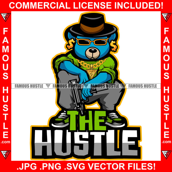 The Hustle Gangster Teddy Bear Pimp Fedora Black Hat Sunglasses Machin ...