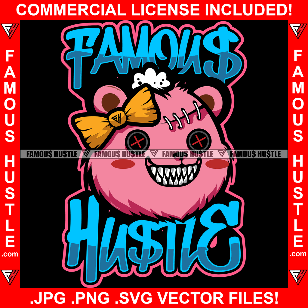 Famous Hustle Female Gangster Teddy Bear Button Eyes Stitches Head Hip ...