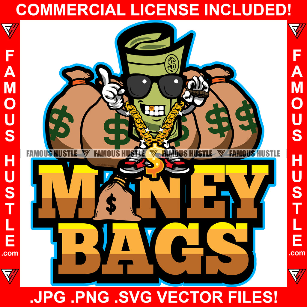 Money Bags $100 Bill Money Cash Roll Dollar Sign Gold Necklace Sunglas ...