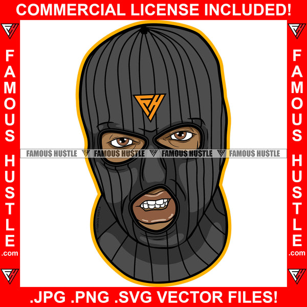 Gangster Black Ski Mask Man Mean Face Robber Burglar Hip Hop Rap Rappe ...