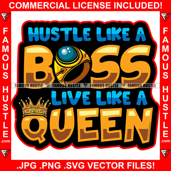 Hustle Like A Boss Live Like A Queen Gold Crown Ring Hip Hop Rap Rappe ...