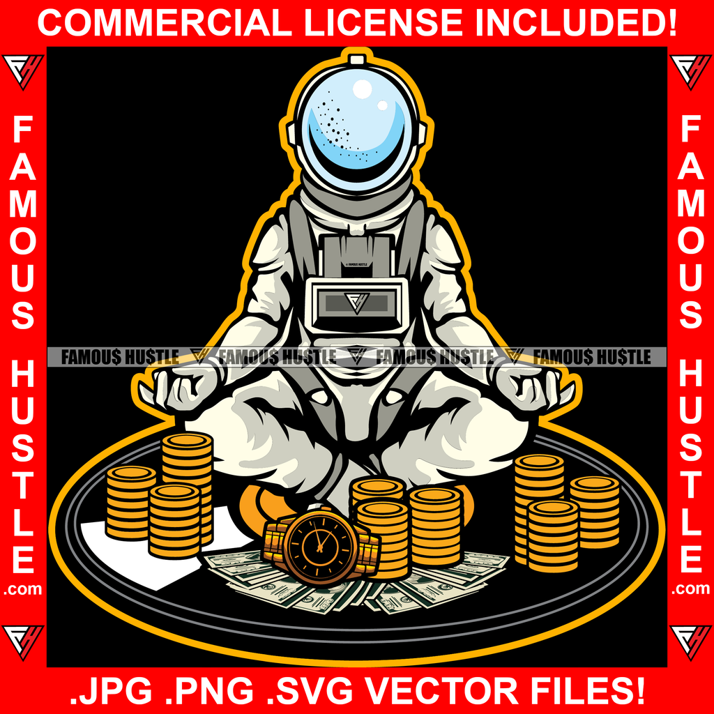 Famous Hustle Astronauts Spaceman Sitting On Vinyl Gold Coins Watch Ca ...