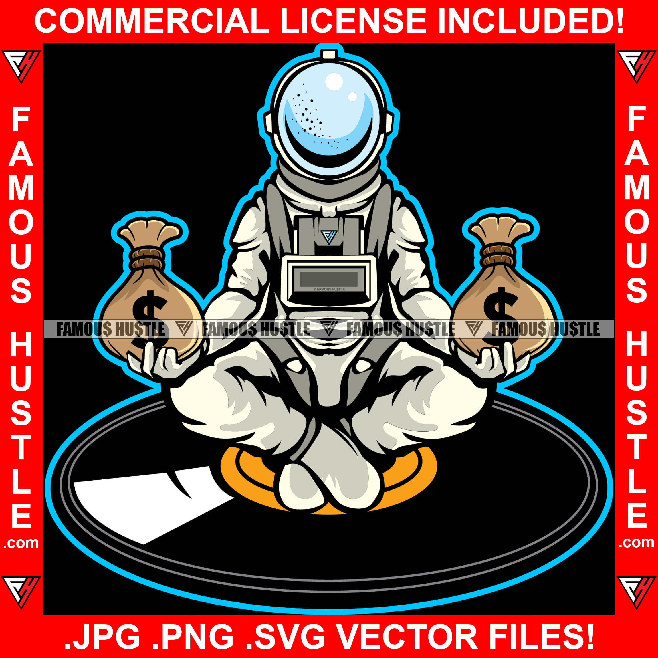 Cash Only Astronauts Spaceman Sitting On Vinyl Money Bags Hip Hop Rap ...
