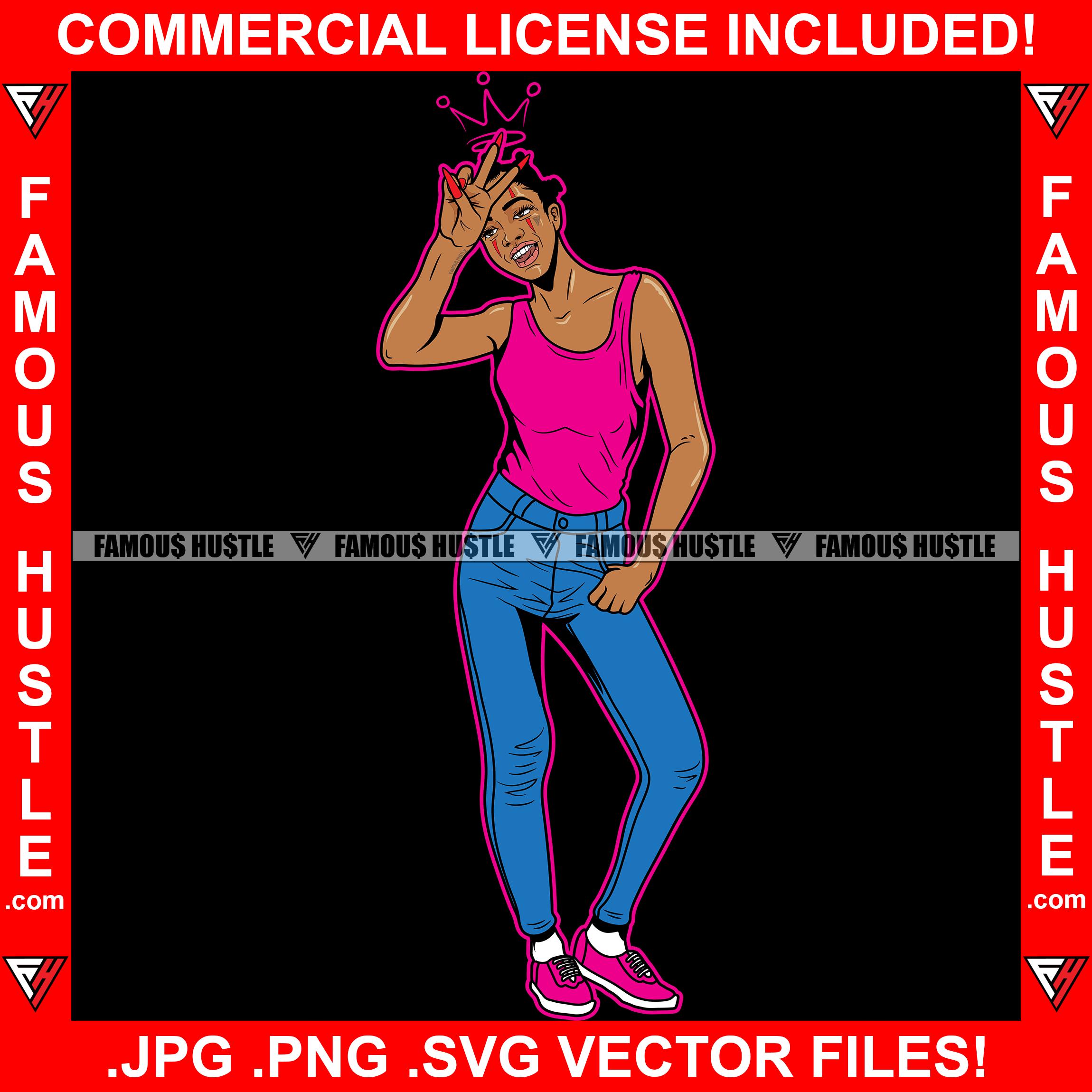 Sassy Dripping Drip Sexy Gangster Lady Female Hind Victory Sign Sneake ...