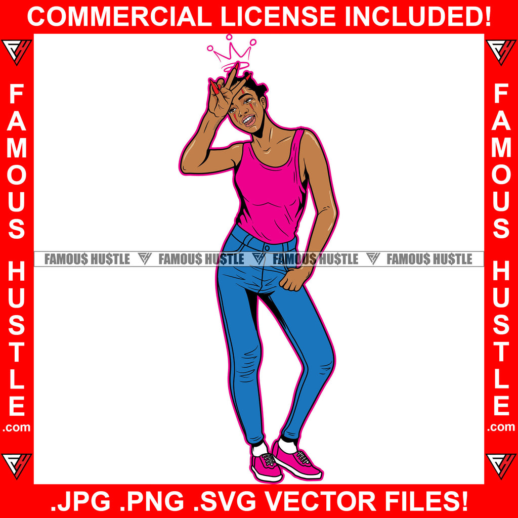 Sassy Dripping Drip Sexy Gangster Lady Female Hind Victory Sign Sneake ...