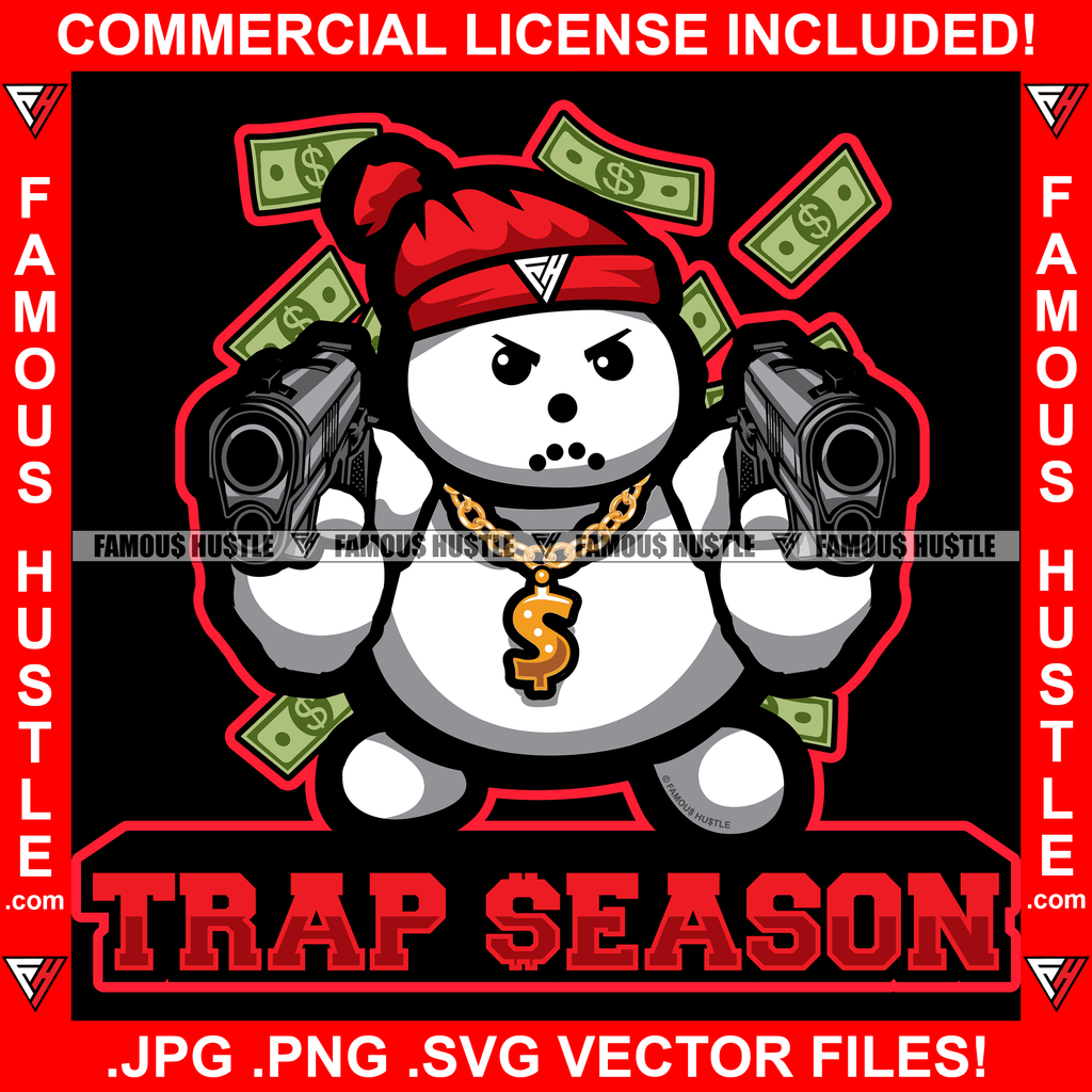 Trap Season Gangster Snow Man Cash Money Falling Pistol Guns Gold Doll ...