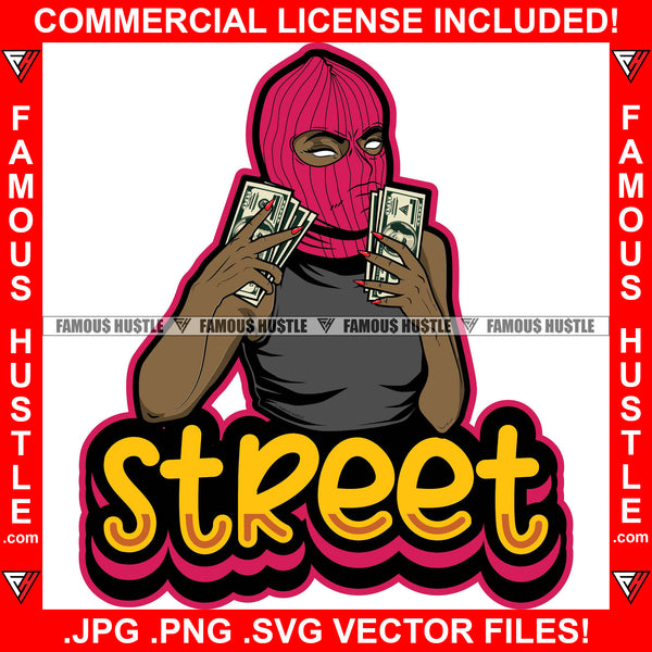Street Black Sexy Gangster Lady Female Ski Mask White Eyes Victory Sig ...