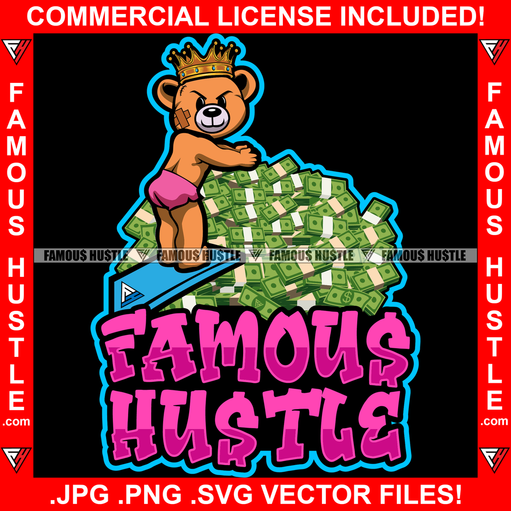 Famous Hustle Gangster King Scar Face Teddy Bear Cash Money Swimming P ...