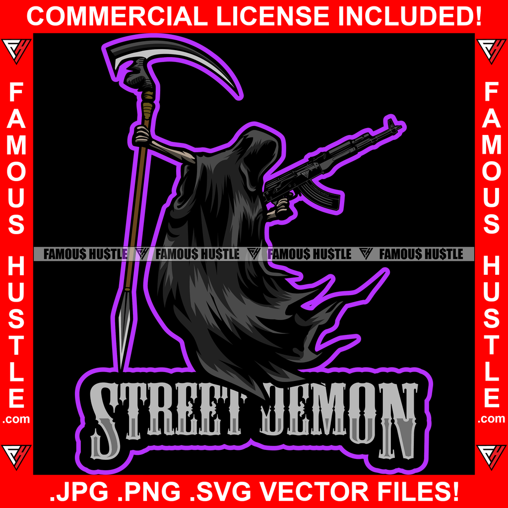 Street Demon Grim Reaper No Face Machine Gun Death Scythe Black Hip Ho ...