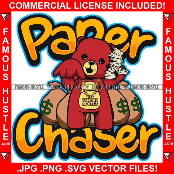 Paper Chaser Gangster Red Teddy Bear Scar Face Gold Jewelry Cash Stack ...