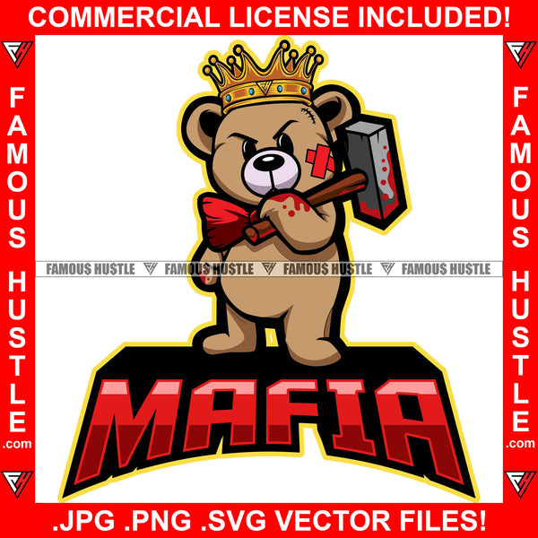 Mafia King Scar Angry Face Teddy Bear Blood Bloody Hammer Red Bow Hip ...