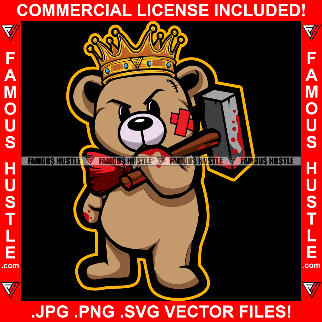 Mafia King Scar Angry Face Teddy Bear Blood Bloody Hammer Red Bow Hip ...