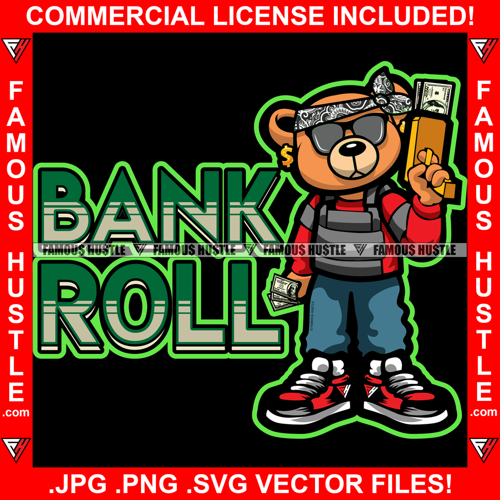 Bank Roll Gangster Teddy Bear Cash Shooting Money Gun Hip Hop Rap Rapp ...