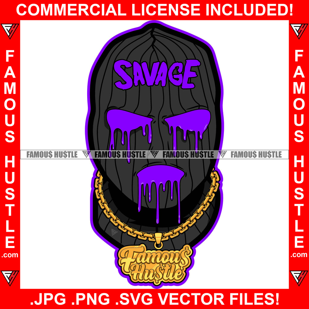 Dope Savage Gangster Black Ski Mask Gold Necklace Drip Dripping Hip Ho ...