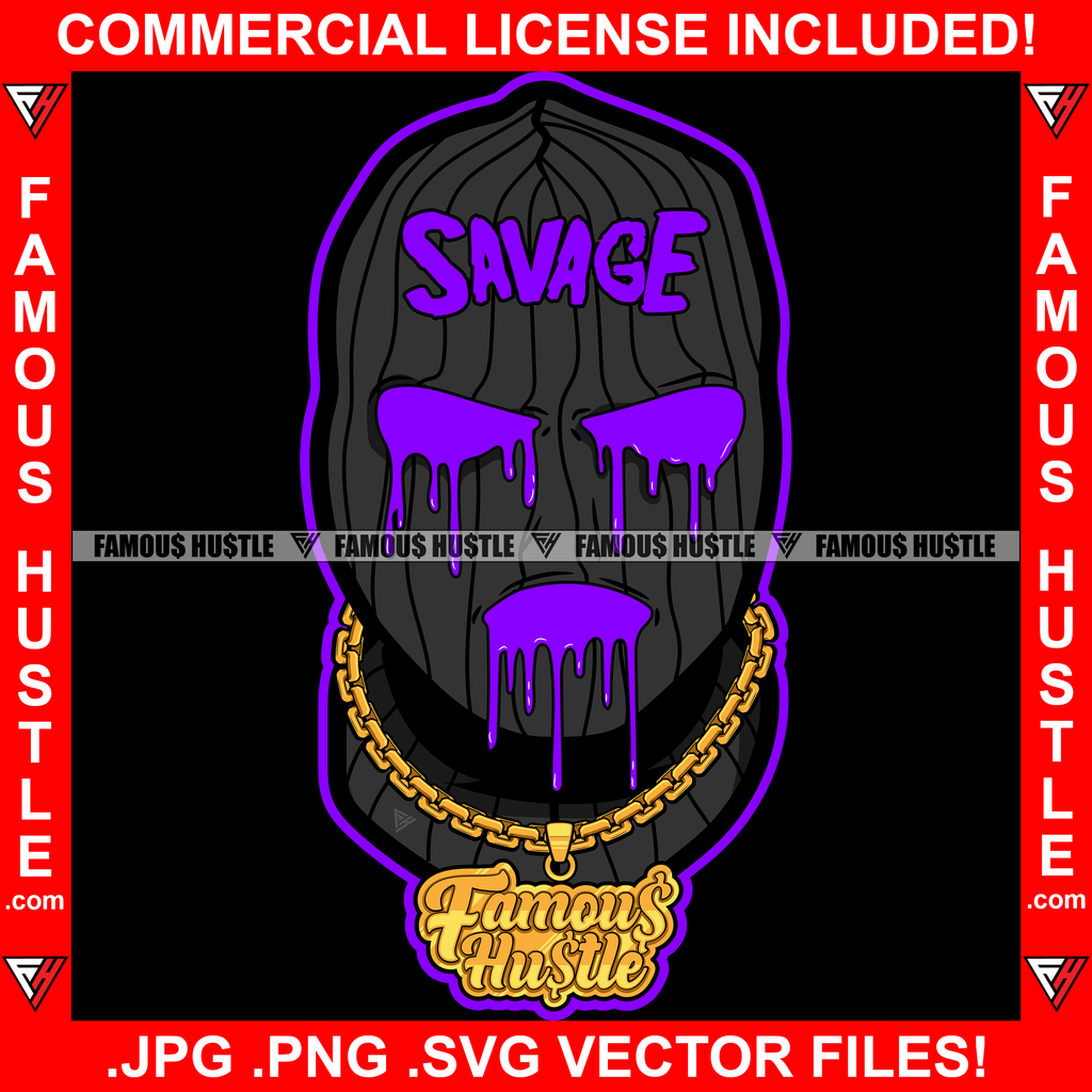 Dope Savage Gangster Black Ski Mask Gold Necklace Drip Dripping Hip Ho ...