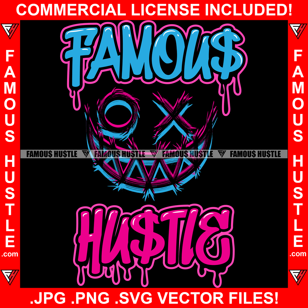 Famous Hustle Dripping Horror Face X Evil Eye Smile Sharp Teeth Hip Ho ...