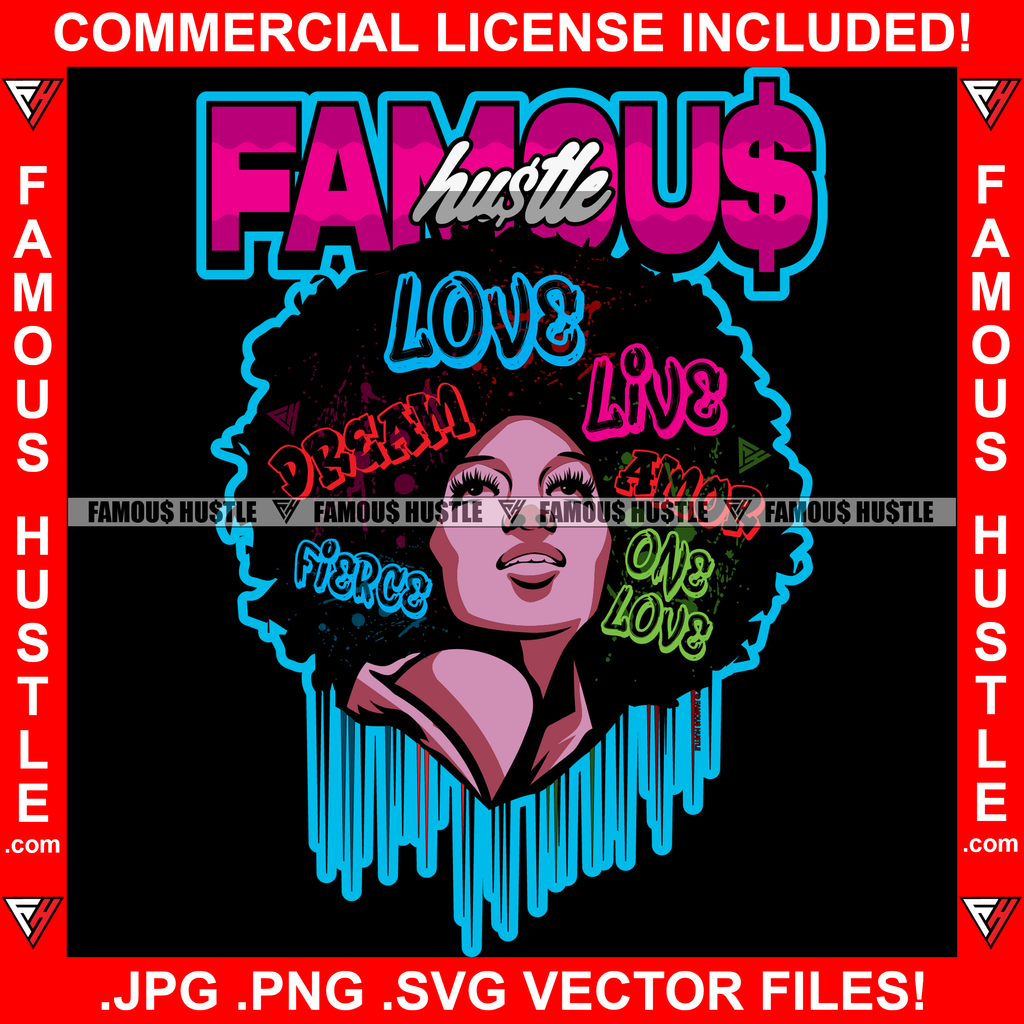 Famous Hustle Love Dream Amor Sexy Gangster Lady Female Woman Face Dri ...