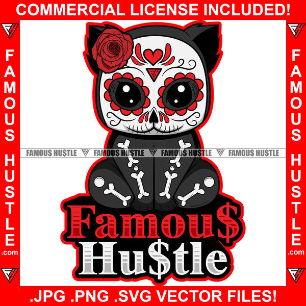 Famous Hustle Gangster Black Cat Wearing Skeleton Costume Face Makeup ...