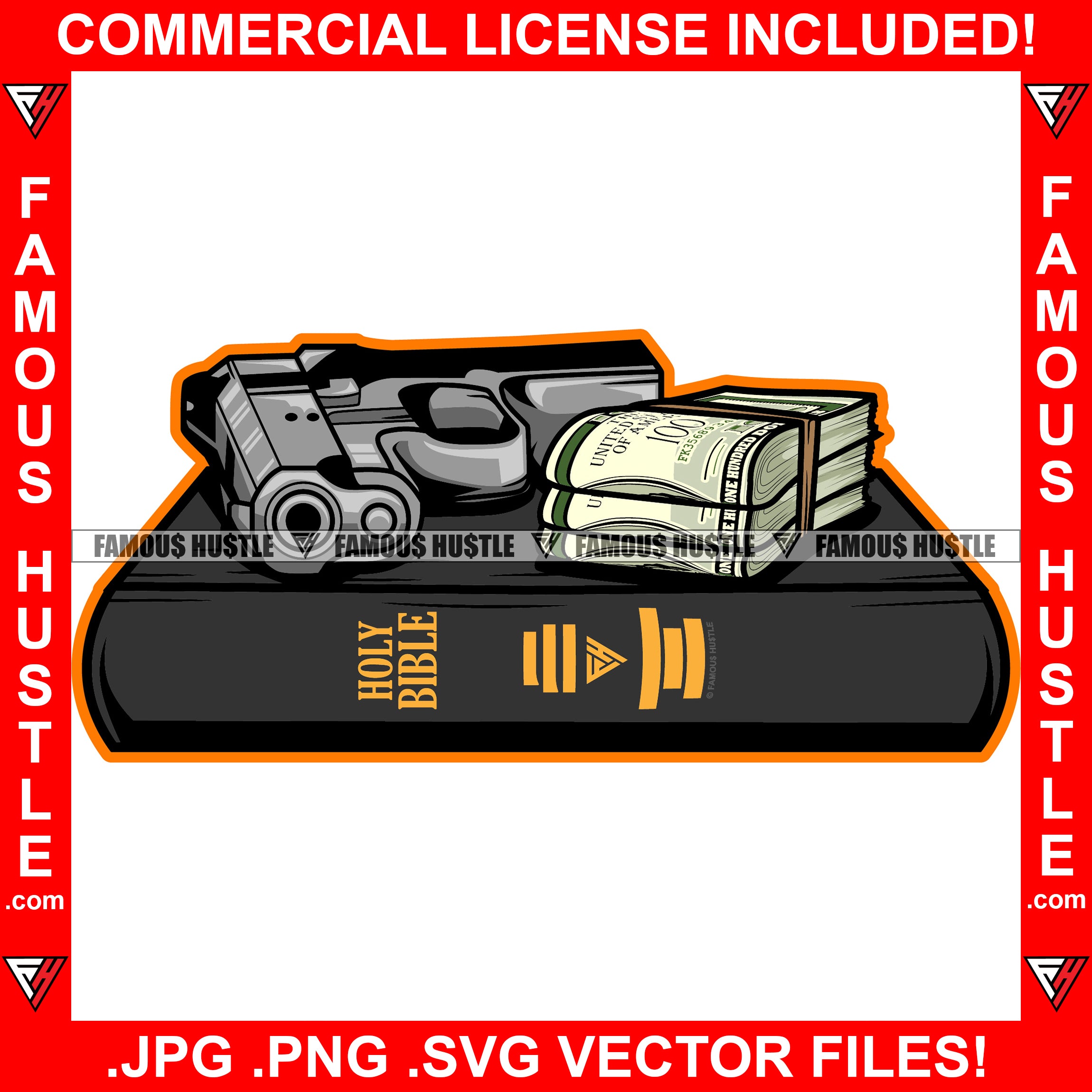 Holy Bible Mafia Cash Money Bundle Pistol Gun Hip Hop Rap Rapper Plug ...
