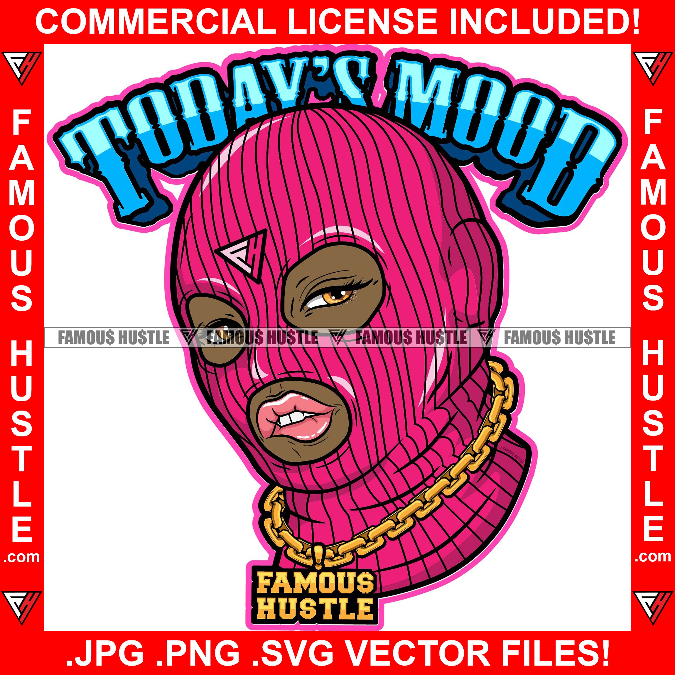Todays's Mood Sexy Gangster Black Woman Pink Ski Mask Gold Jewelry Mea ...