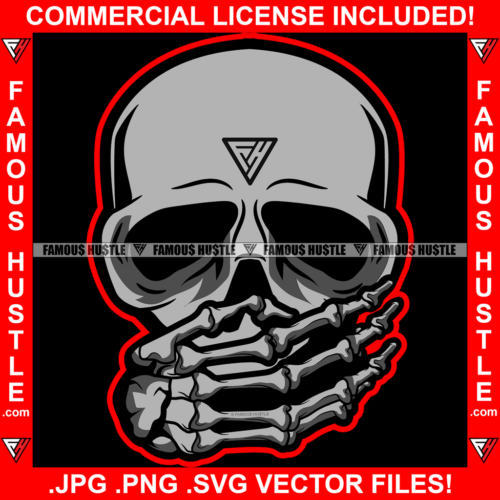 Skull Putting Hand On Mouth Skeleton Dead Horror Grunge Famous Hustle ...