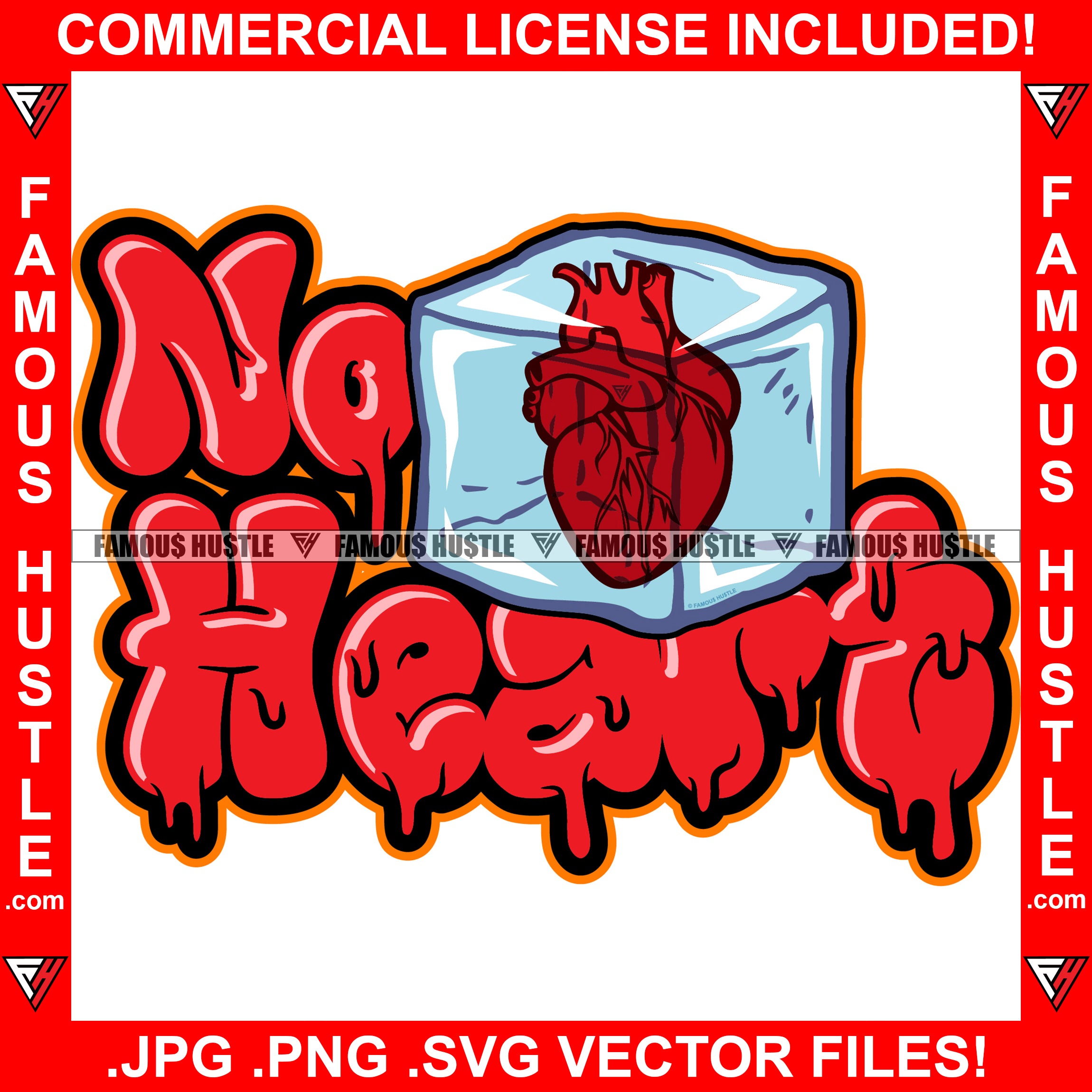 No Heart Dripping Drip Frozen In Ice Cube Melting Hip Hop Rap Hustler ...