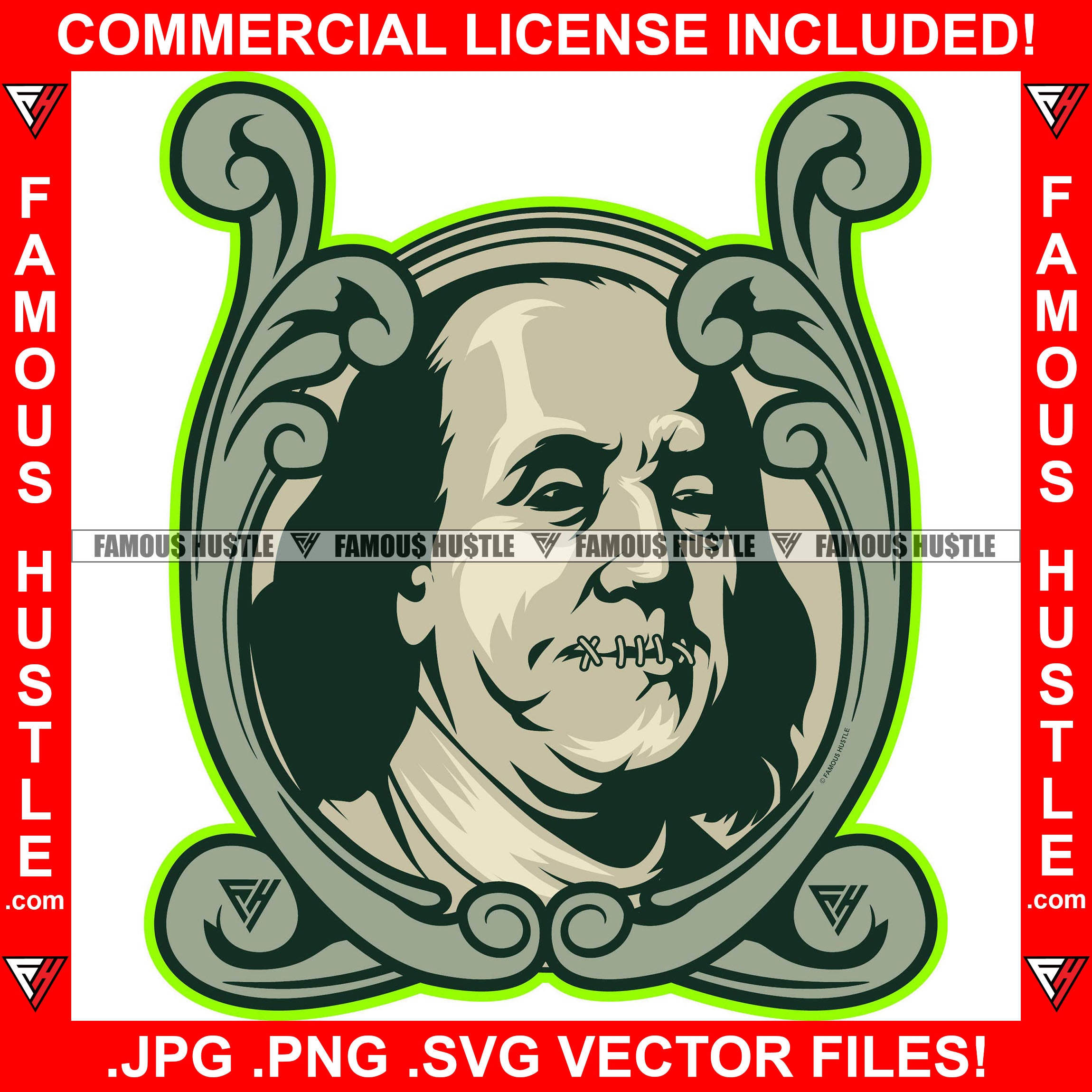 Snitches Get Stitches Dead President Ben Franklin Mouth Stitched Gangs ...