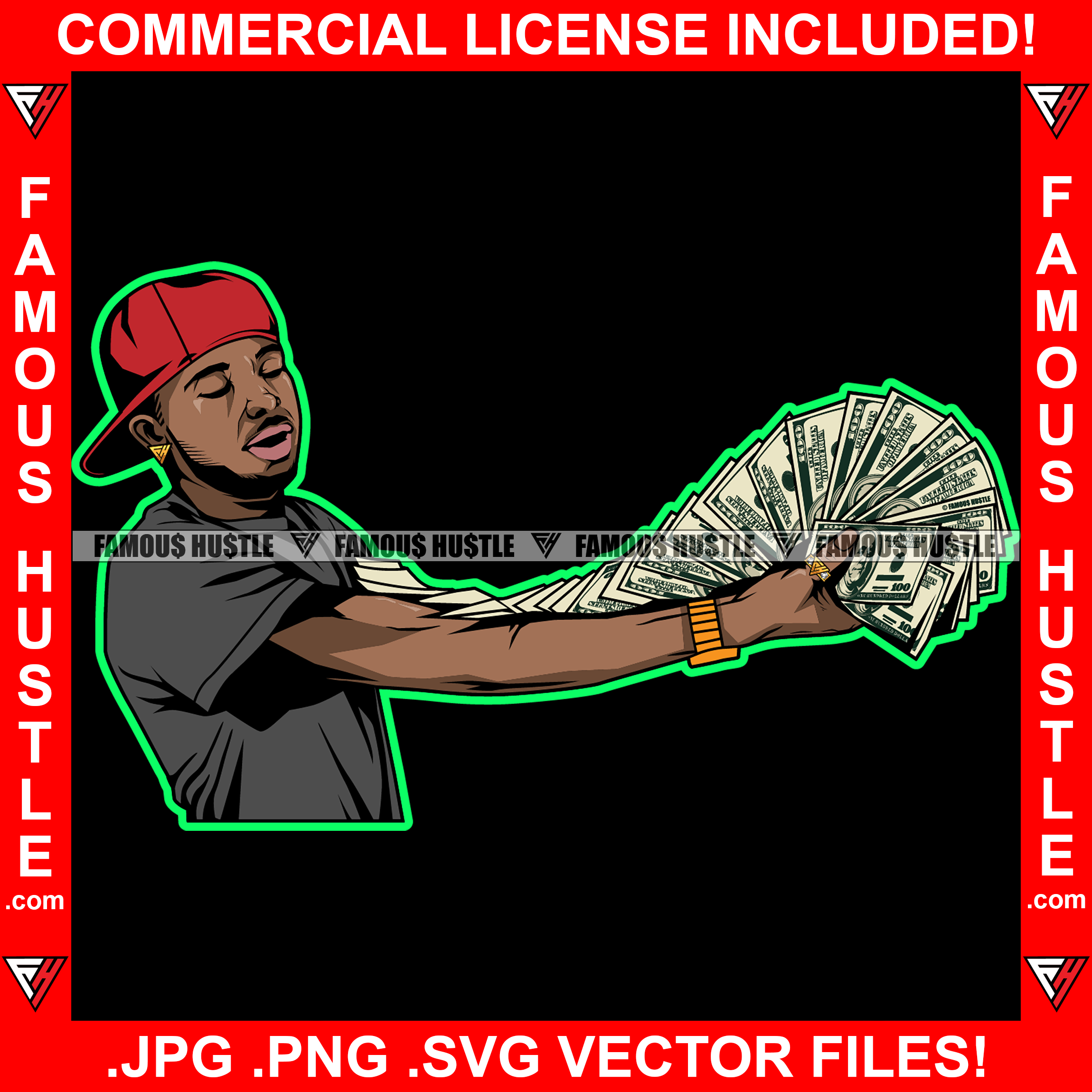 I Have A Millionaire Mind Gangster Black Man Gold Jewelry Spreading Ca ...