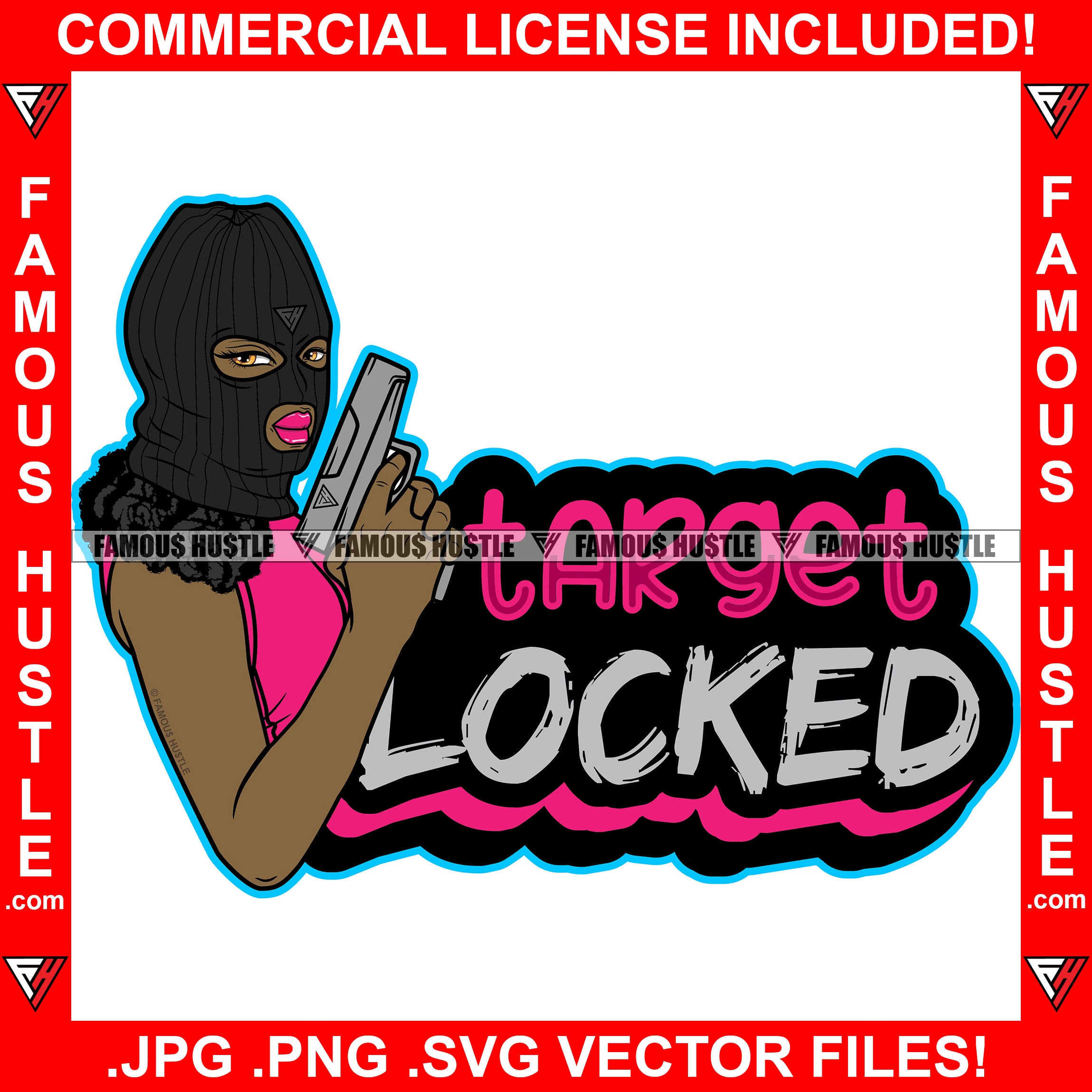 Target Locked Sexy Gangster Lady Female Black Ski Mask Pistol Gun Red ...